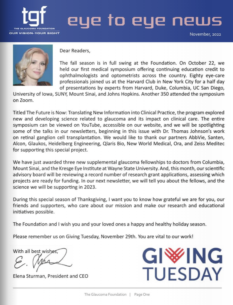 Eye to Eye Newsletter - The Glaucoma Foundation