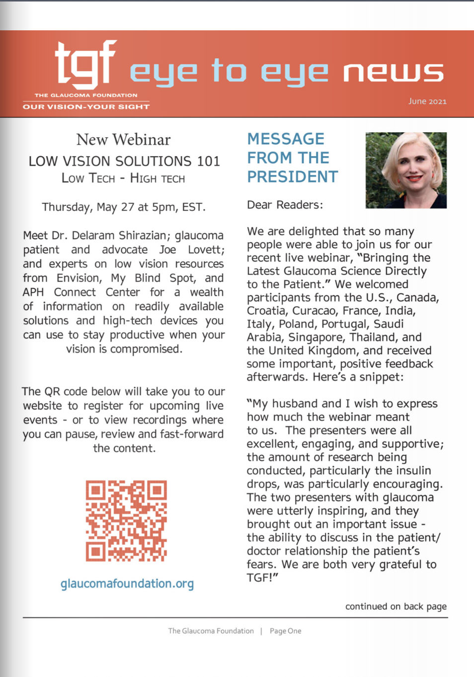 Eye to Eye Newsletter - The Glaucoma Foundation