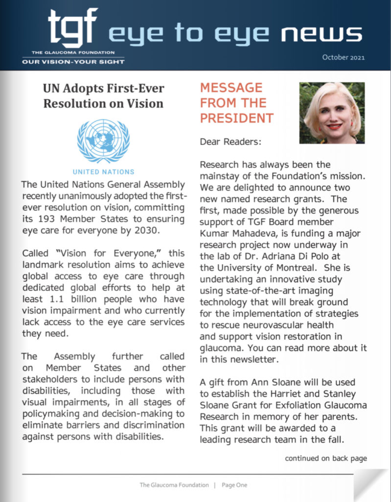 Eye to Eye Newsletter - The Glaucoma Foundation