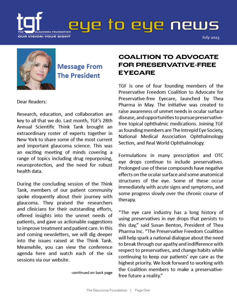 Eye to Eye Newsletter - The Glaucoma Foundation