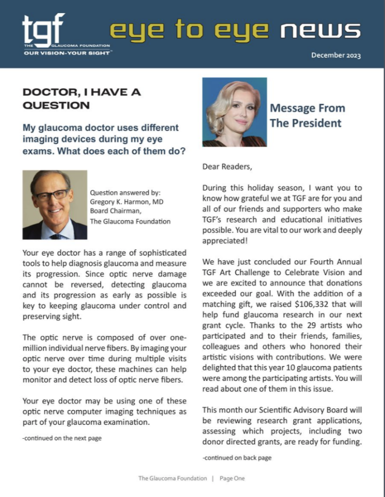 Eye to Eye Newsletter - The Glaucoma Foundation