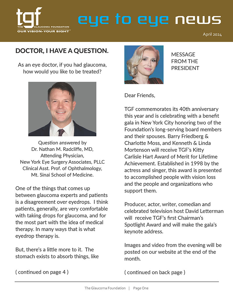 Eye to Eye Newsletter - The Glaucoma Foundation