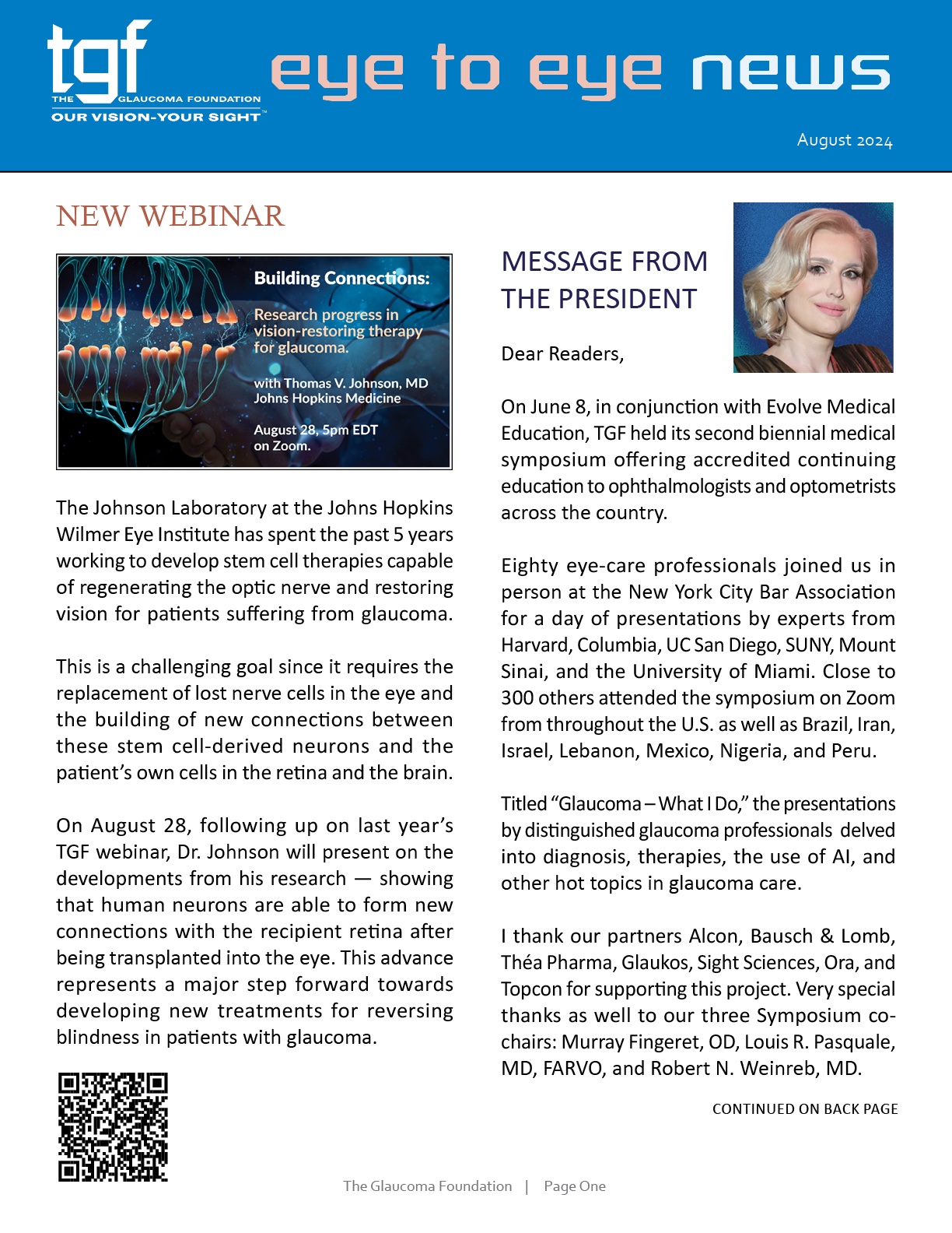 Eye to Eye Newsletter - The Glaucoma Foundation